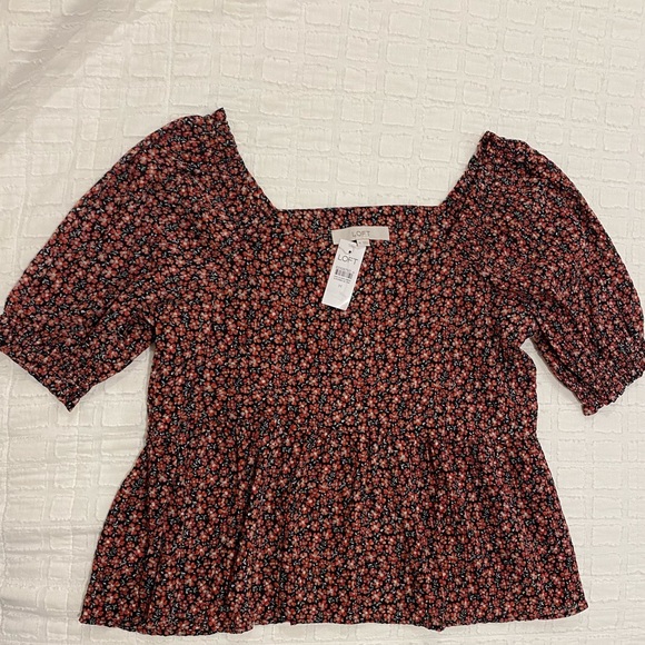 LOFT | Tops | Nwt Loft Floral Smocked Peplum Top | Poshmark